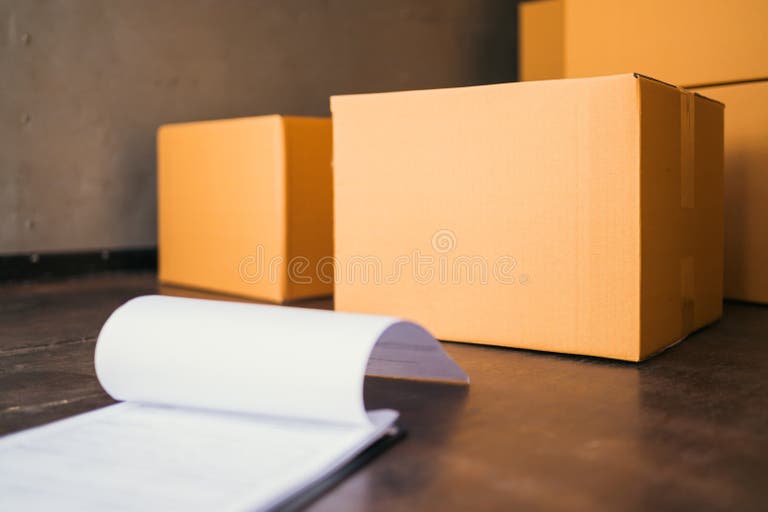 Cardboard Boxes with Clipboard Checklists are in the Truck Waiting for ...