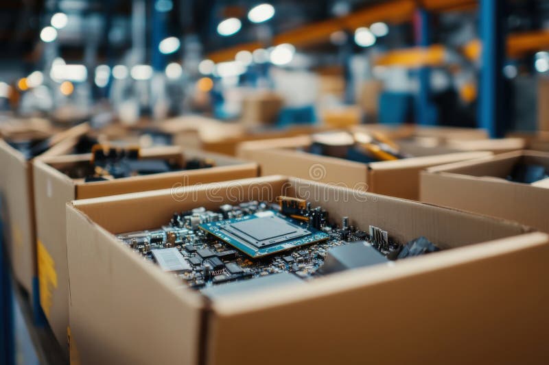 Cardboard Boxes Containing Computer Hardware in Warehouse Stock ...