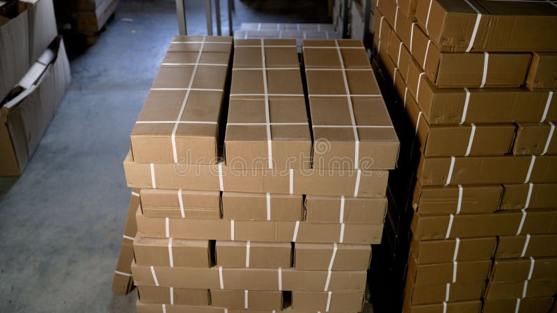 Packed Goods in Cardboard Boxes in Warehouse Stock Photo - Image of ...