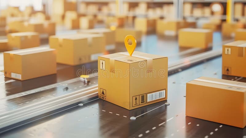 Conveyor package stock illustration. Illustration of station - 321295185