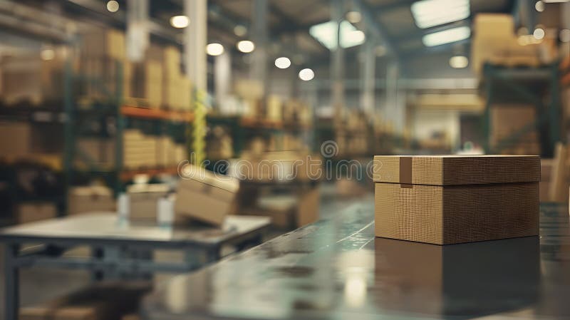 Cardboard Boxes on a Conveyor Belt in a Modern Warehouse. Industrial ...