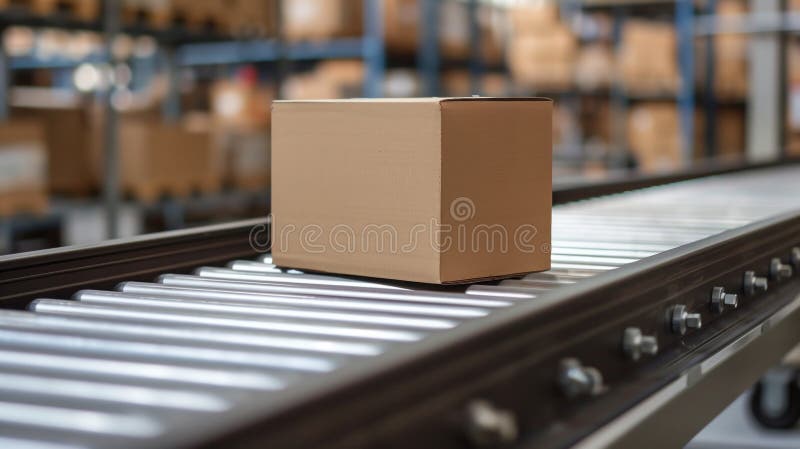 Cardboard Boxes on Conveyor Rollers Ready To Be Shipped by Courier for ...