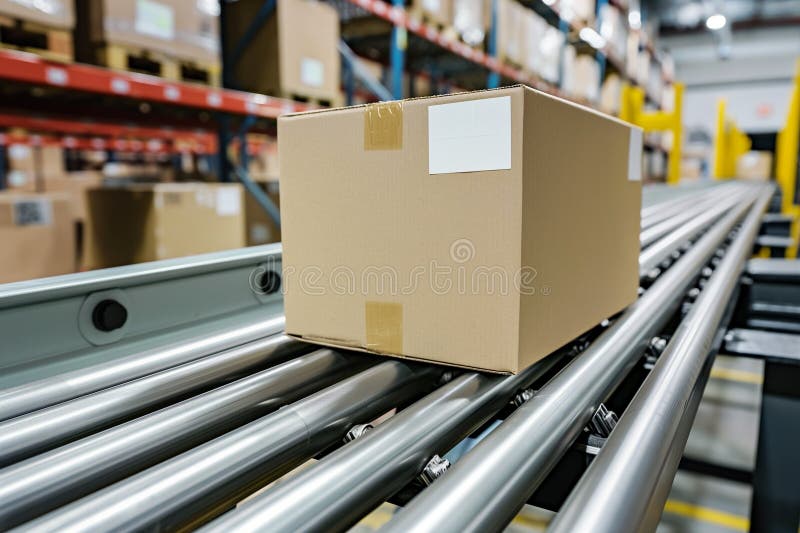 Cardboard Boxes on Conveyor Rollers Ready To Be Shipped for ...