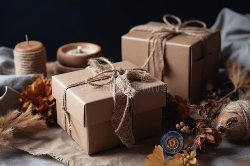 Cardboard Boxes with Craft Paper Stock Illustration - Illustration of ...