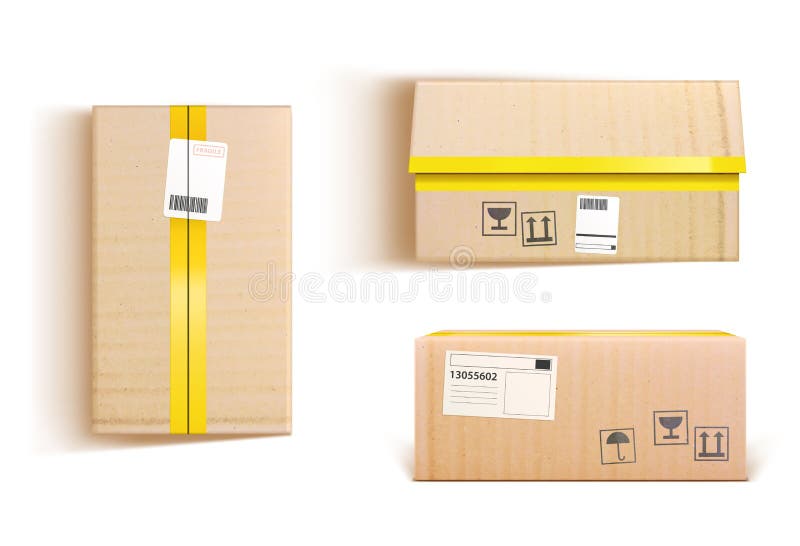 Cardboard Boxes 3d Vector Mockup, Cargo or Parcel Stock Vector ...