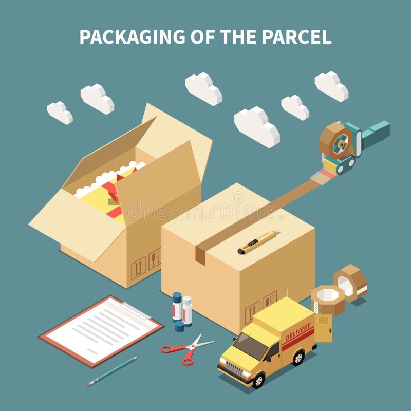 Parcel Packaging Concept stock vector. Illustration of post - 176604658