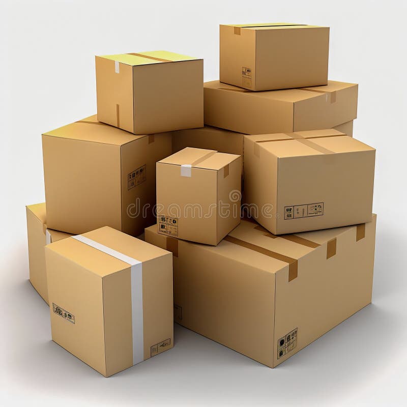 Cardboard Boxes for Delivery Isolated on White. Generative AI Stock ...