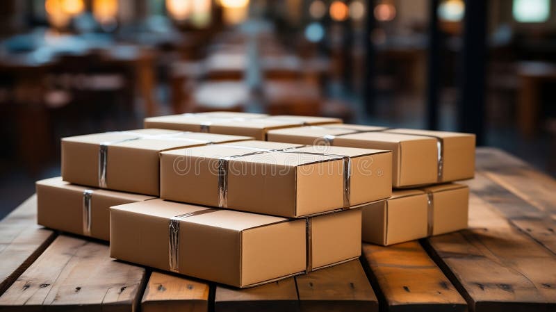 Cardboard Boxes with Delivery. Boxes on the Street on the Outside Stock ...