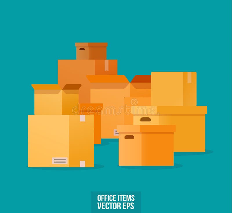 Cardboard Boxes of Different Shapes for Moving. Vector Illustration in ...