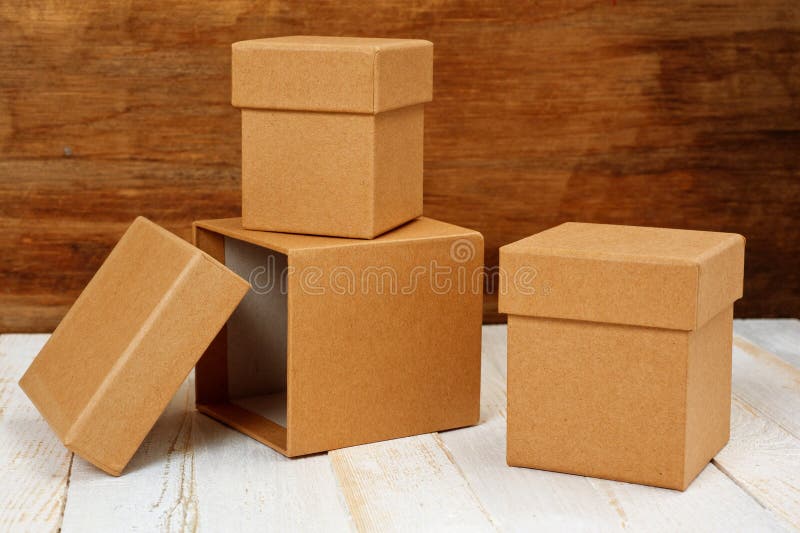 Cardboard Boxes of Different Sizes with Lids. Background for Gift ...