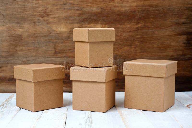 Cardboard Boxes of Different Sizes with Lids. Background for Gift ...