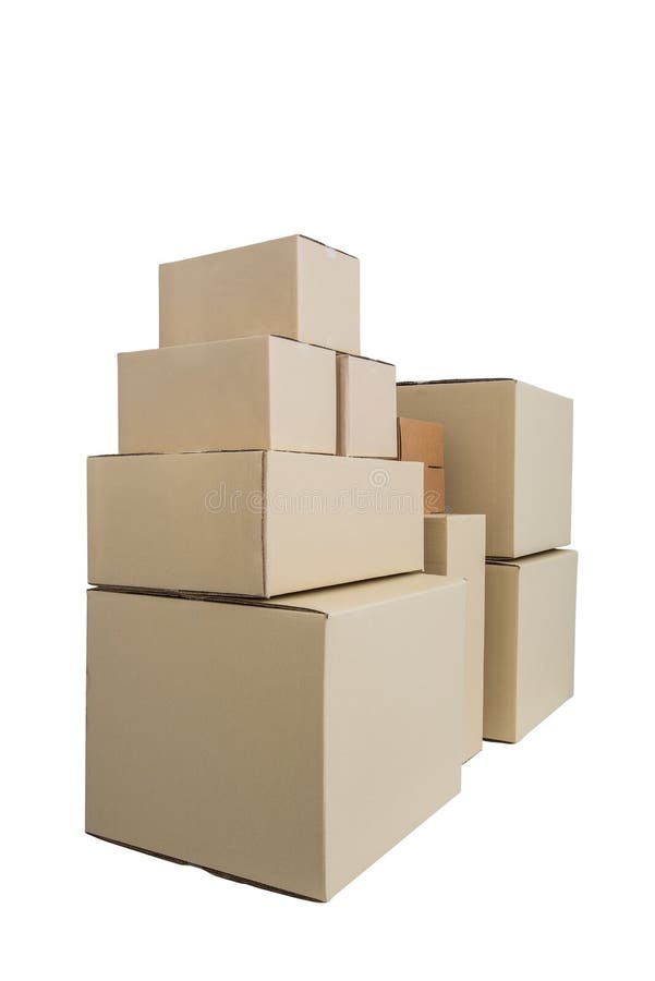 Cardboard Boxes in Different Sizes Stacked Boxes Isolated on White ...