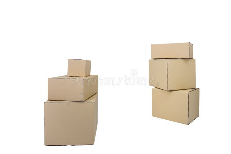 Cardboard Boxes in Different Sizes Stacked Boxes Isolated on White ...
