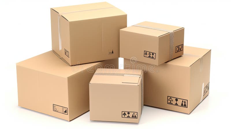 Cardboard Boxes of Different Types and Sizes Isolated on White B Stock ...