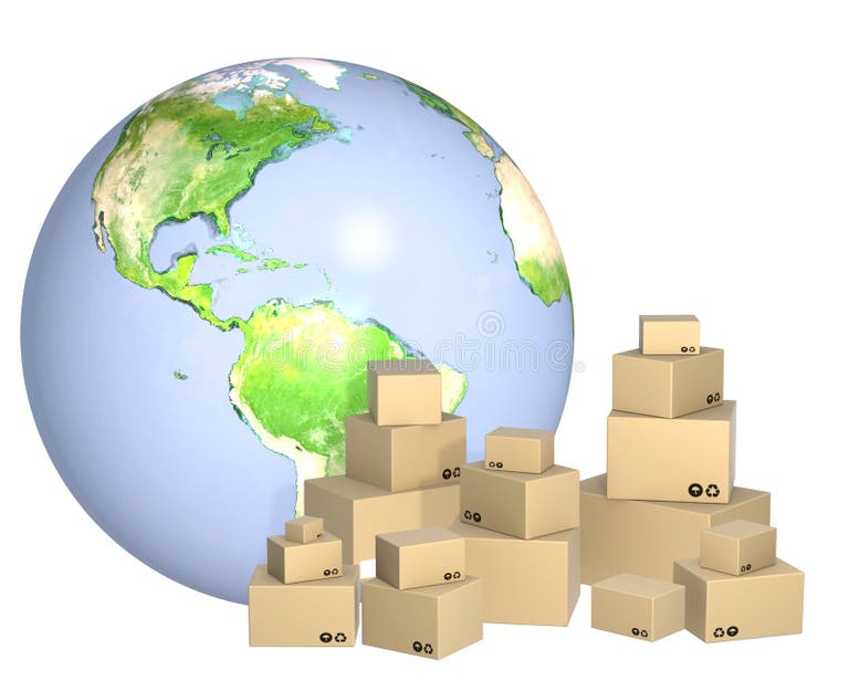 Cardboard boxes and Earth stock illustration. Illustration of packaging ...