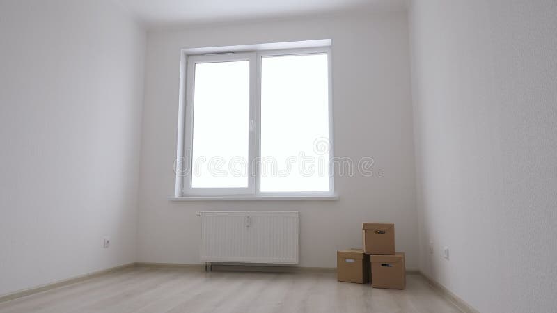 Cardboard Boxes in Empty Room, Movement Concept Stock Video - Video of ...
