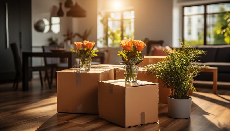 Cardboard Boxes in an Empty Room of a New Flat. the Concept of Moving ...