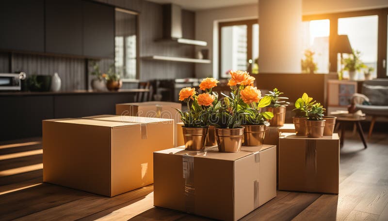 Cardboard Boxes in an Empty Room of a New Flat. the Concept of Moving ...