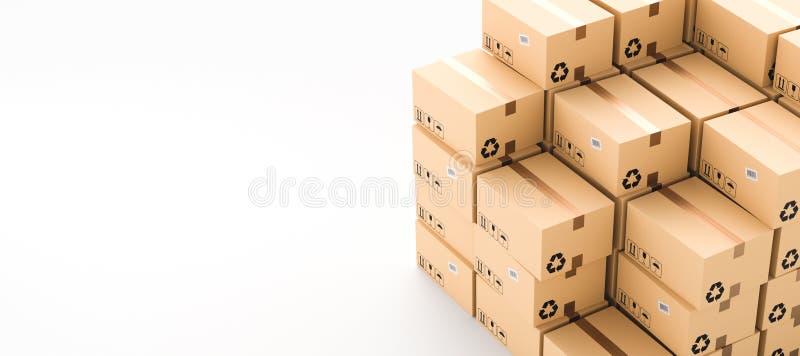 Cardboard Boxes with Empty Space on Left Side, Logistics and Delivery ...