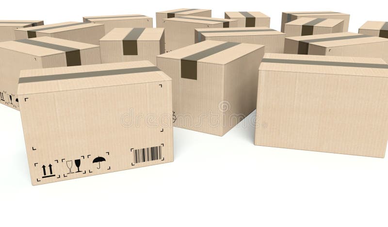 Cardboard Boxes with Empty Text Frame Stock Illustration - Illustration ...