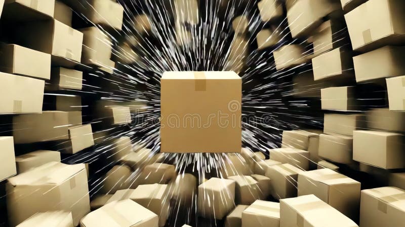 Cardboard Boxes Exploding Outwards, Dynamic Motion Blur Effect Stock ...
