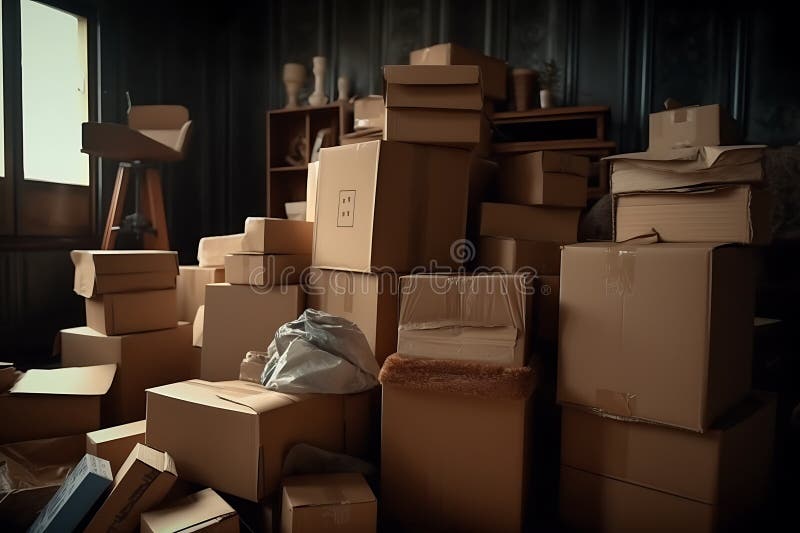 Cardboard Boxes Filled with Personal Items . AI Generative Stock ...