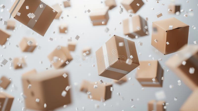 Floating Cardboard Boxes in Motion Stock Image - Image of dynamic ...