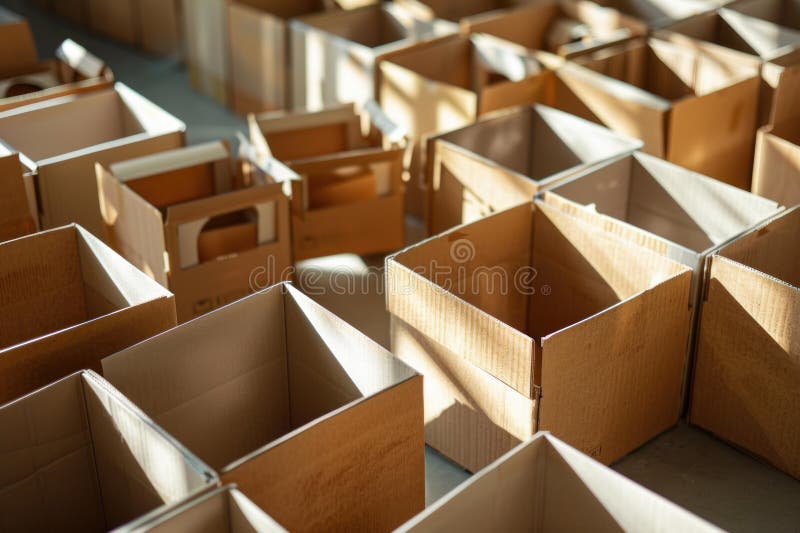 Cardboard Boxes Forming a Labyrinth Lit by Sunlight Stock Illustration ...