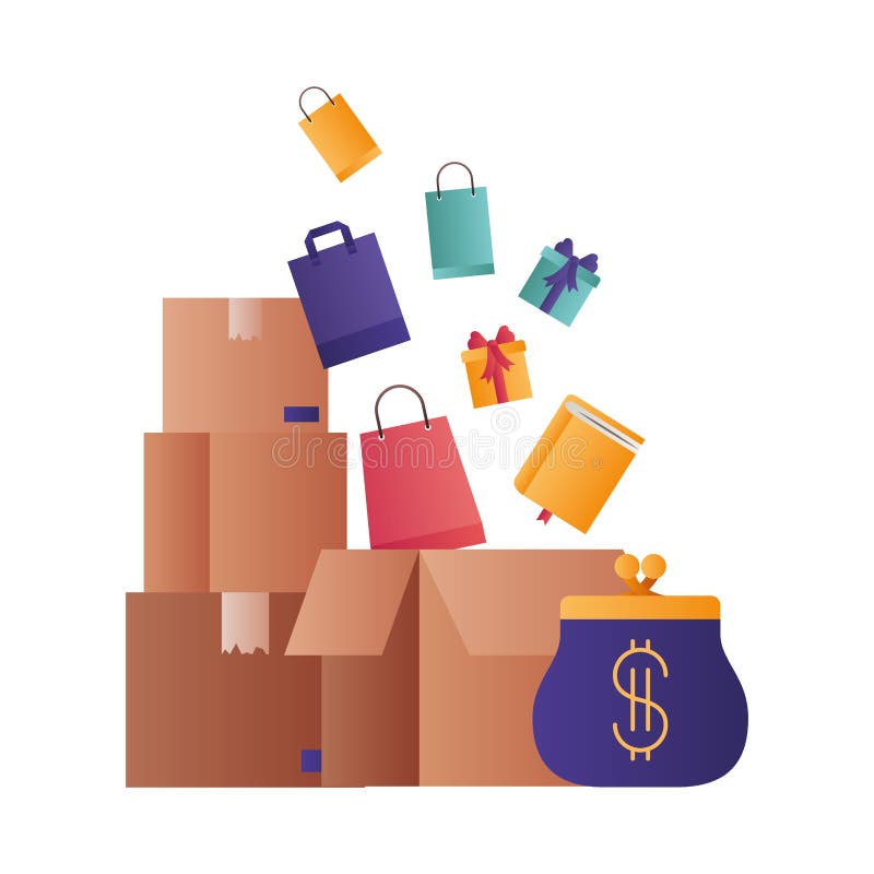 Falling boxes stock illustration. Illustration of carrying - 2644832