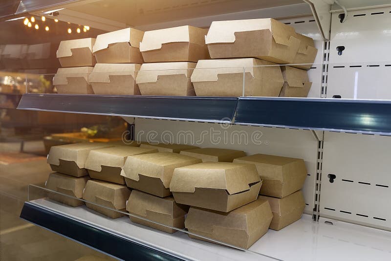Cardboard Boxes on the Grocery Store Counter Stock Photo - Image of ...