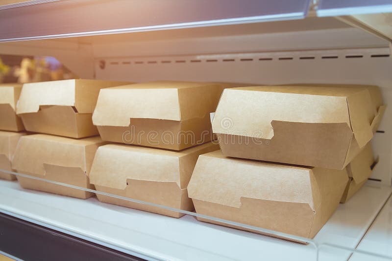 Cardboard Boxes on the Grocery Store Counter Stock Photo - Image of ...