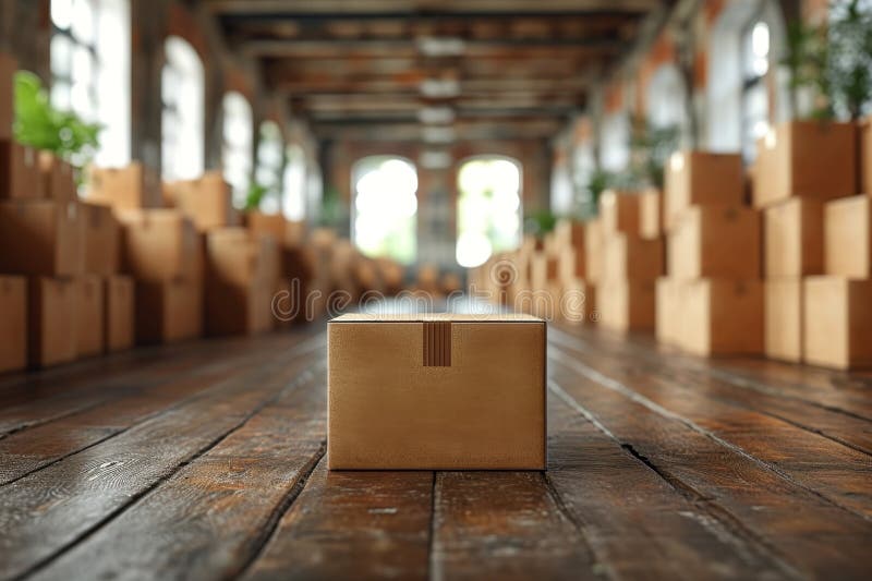 Cardboard Boxes and Household Items in the Room, a Place for Text Stock ...
