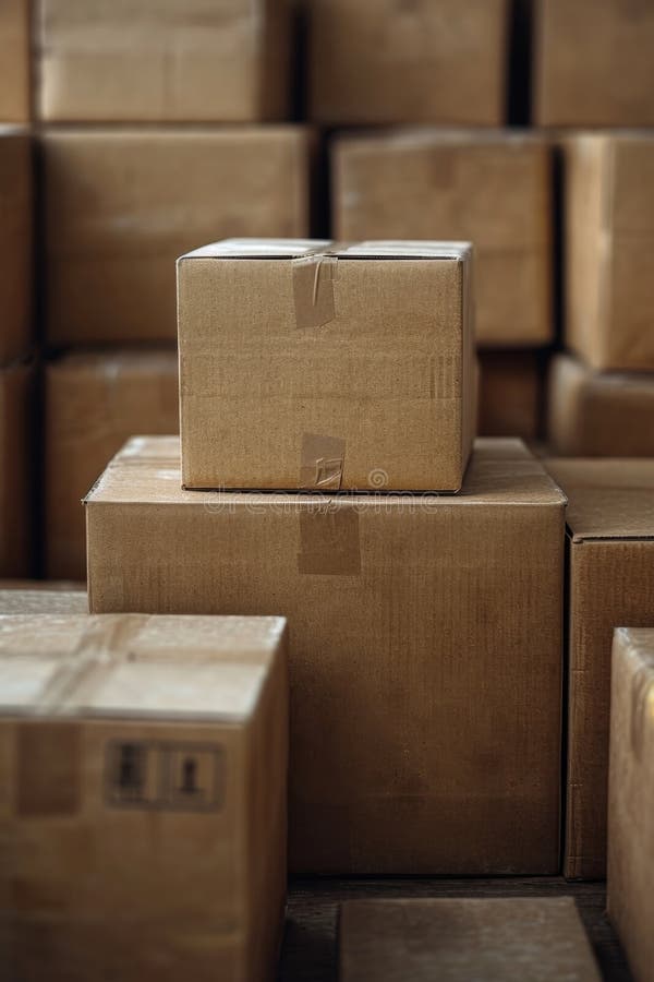 Cardboard Boxes and Household Items in the Room, a Place for Text Stock ...