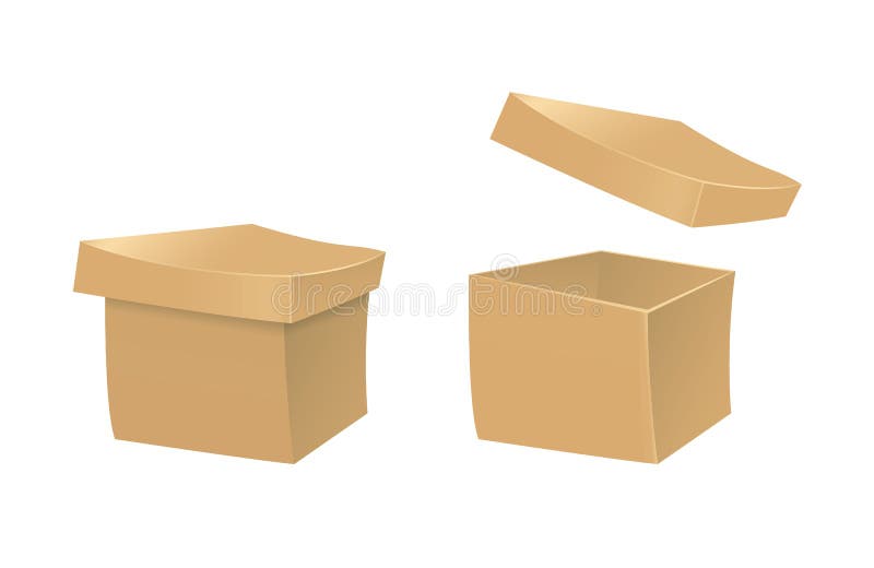 White Opened Cardboard Box Top Closed Boxes Stock Illustrations – 44 ...