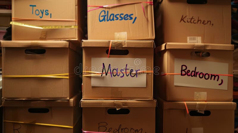The Labeled Moving Boxes.AI Generated Image Stock Image - Image of ...