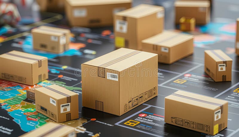 Cardboard Boxes on a Logistics Game Board Stock Photo - Image of ...