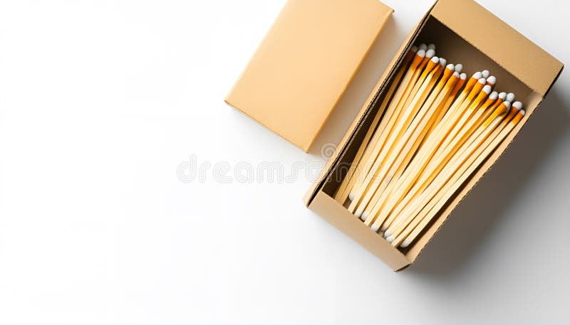 Cardboard Boxes with Matches on White Background, Top View. Space for ...