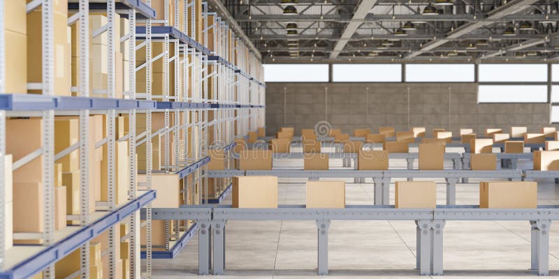 Cardboard Boxes on Metal Construction 3d Render Stock Illustration ...