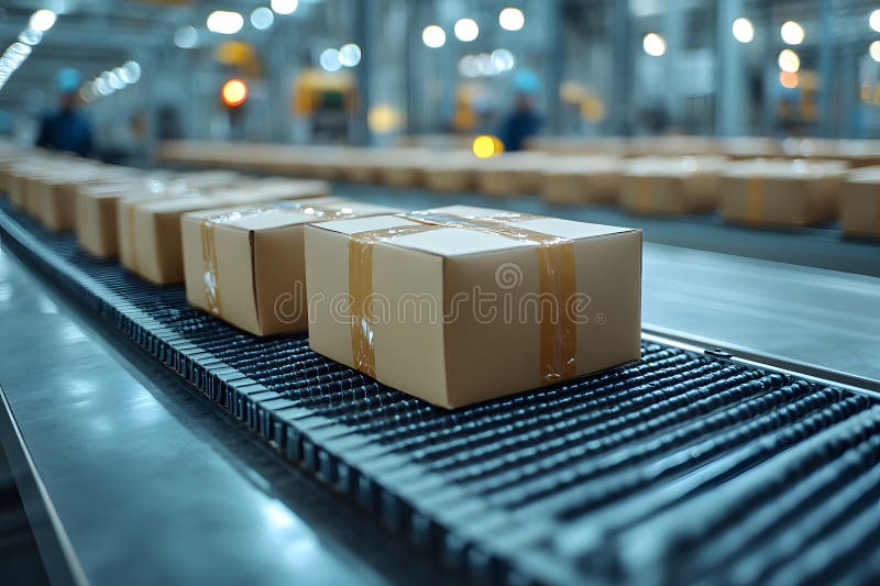 Efficient Industrial Packaging Process on Assembly Line in Factory ...