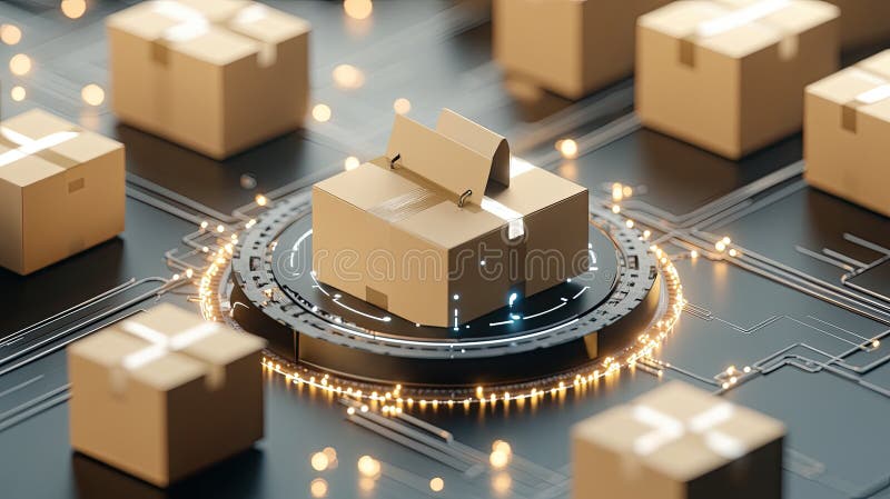 Cardboard Boxes Move Rapidly on Conveyors, Enhanced by Digital Data ...