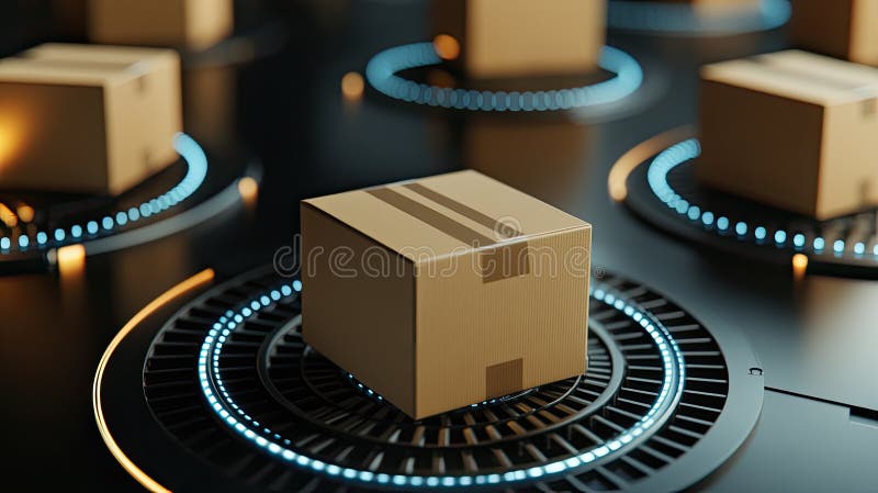 Cardboard Boxes Move Rapidly on Conveyors, Enhanced by Digital Data ...