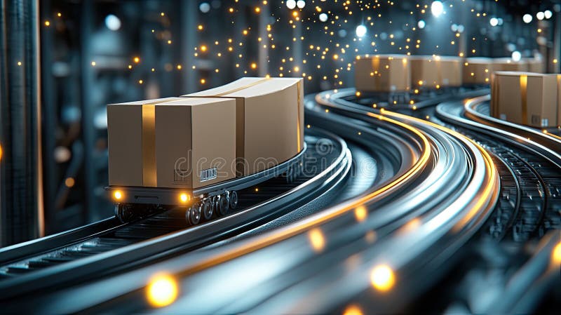 Cardboard Boxes Move Rapidly on Conveyors, Enhanced by Digital Data ...