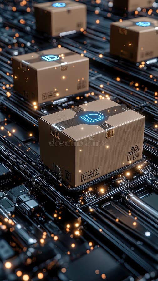 Cardboard Boxes Move Rapidly on Conveyors, Enhanced by Digital Data ...