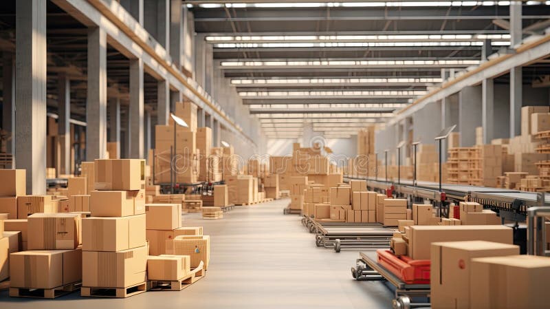 Cardboard Boxes Moving on a Production Line, Destined for a Warehouse ...