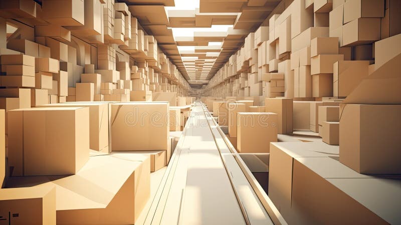 Cardboard Boxes Moving on a Production Line, Destined for a Warehouse ...