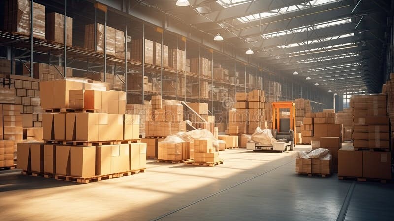 Cardboard Boxes Moving on a Production Line, Destined for a Warehouse ...