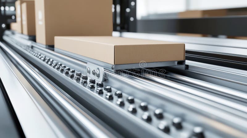 Cardboard Boxes Moving on a Roller Conveyor in a Modern Packaging ...