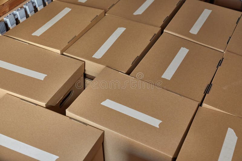 Cardboard Boxes for Moving Stuff Stock Image - Image of cargo, office ...