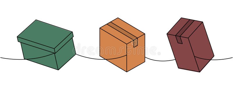 Line Drawing Packing Boxes Stock Illustrations – 275 Line Drawing ...