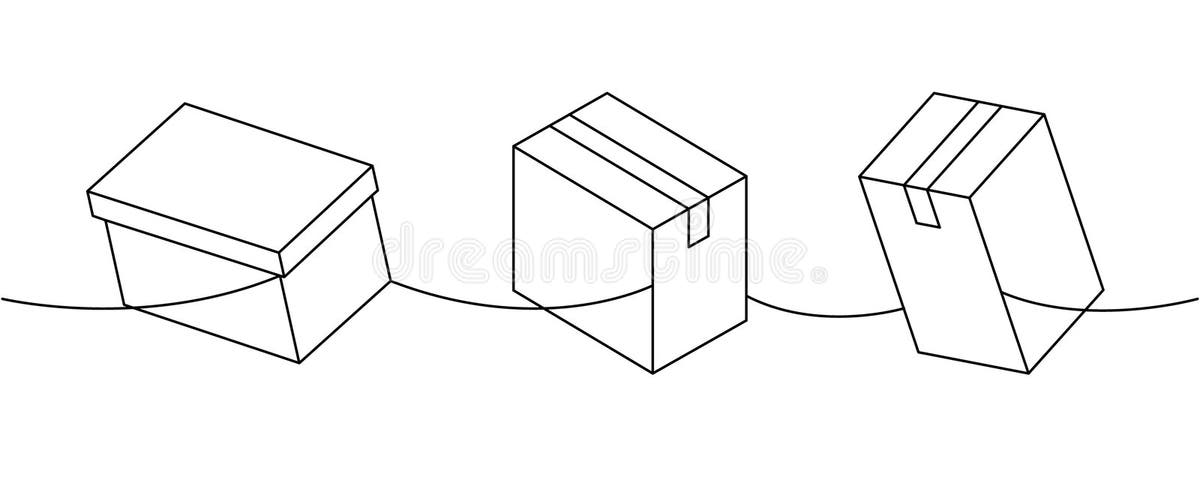 Line Drawing Packing Boxes Stock Illustrations – 199 Line Drawing ...